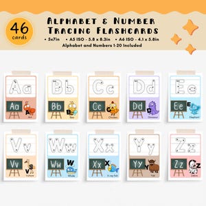 Alphabet & Number Tracing Flashcards: Preschool Printable (digital ...