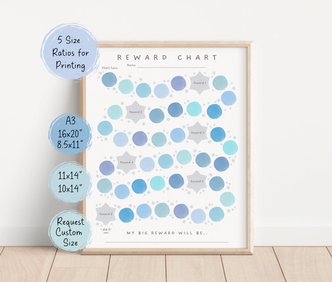Reward Chart for Toddlers and Kids, Printable Blue Sticker or Star ...