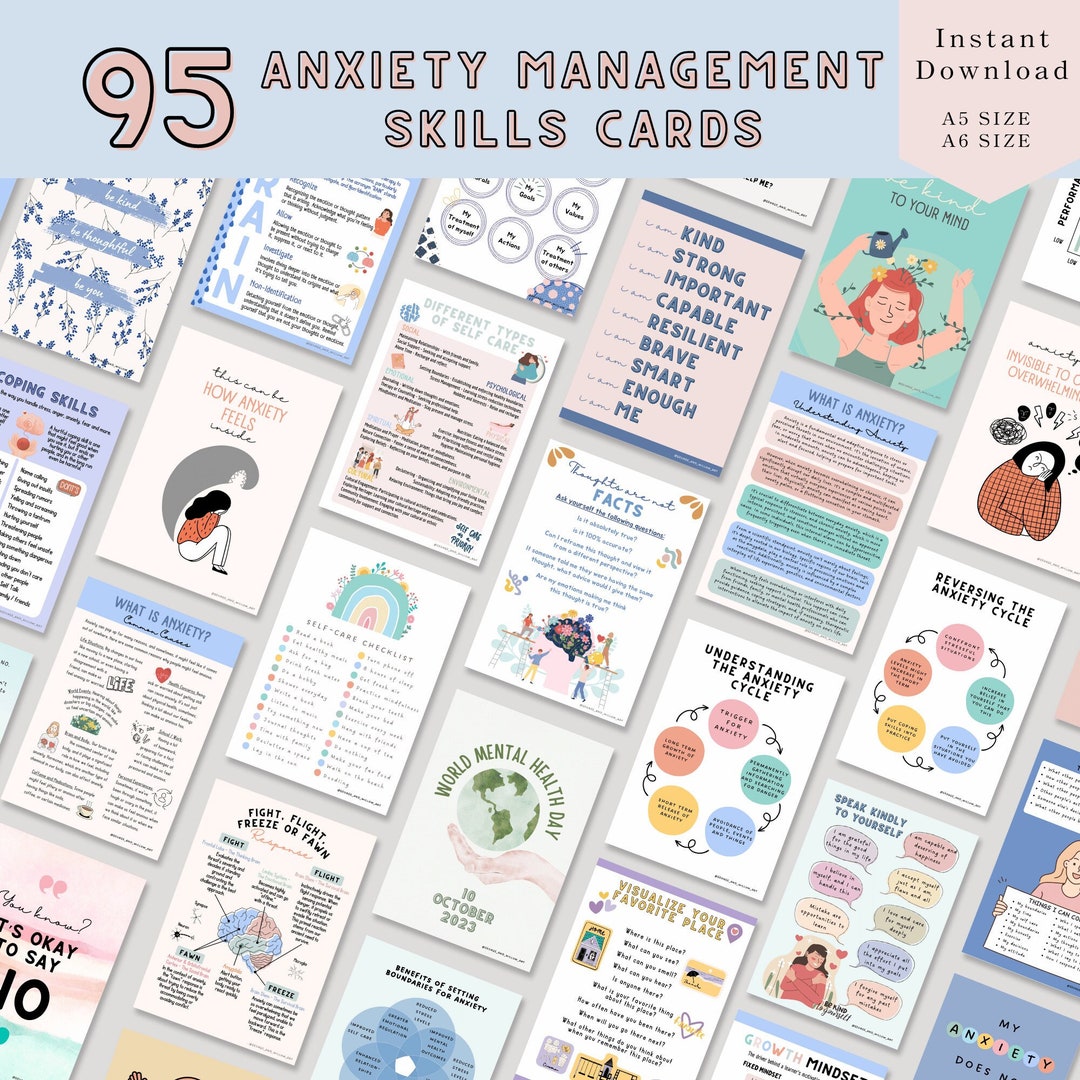 Anxiety Relief Coping Skills Flashcards, Mindfulness Cards, Anxiety ...