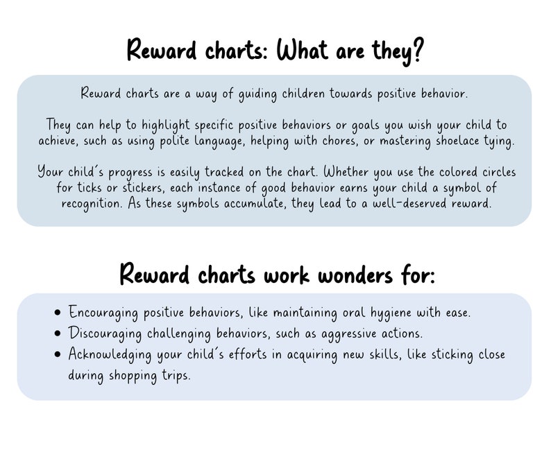 Reward Chart for Toddlers and Kids, Printable Blue Sticker or Star ...
