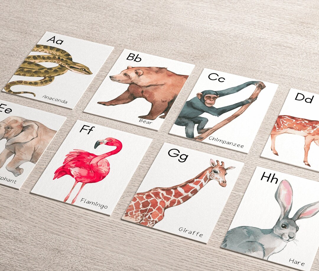 Animal Alphabet Flashcards for Toddlers Homeschool Resources Montessori ...