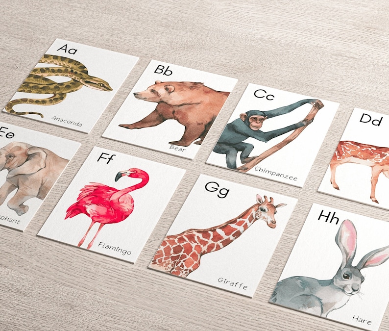 Animal Alphabet Flashcards for Toddlers Homeschool Resources Montessori ...