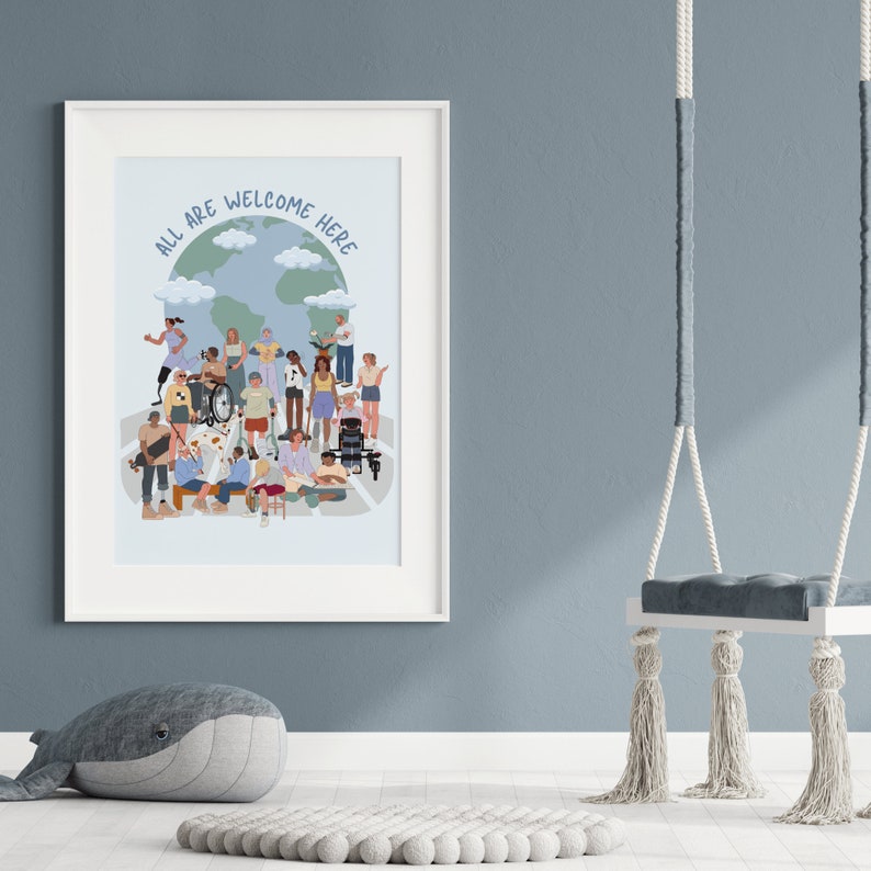 All Are Welcome Here Poster, Inclusion Posters School Counselor, Social ...