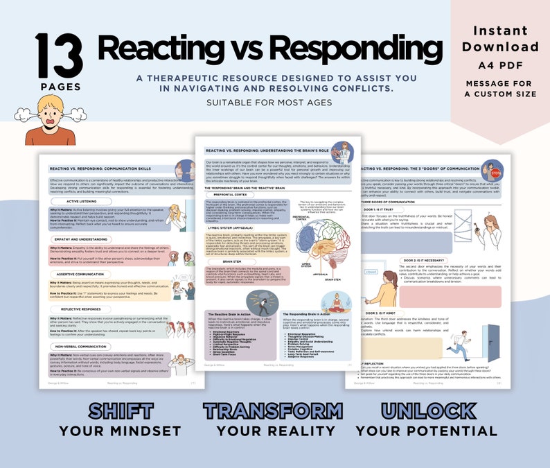 Reacting Vs Responding Communication and Emotional Regulation Skills ...