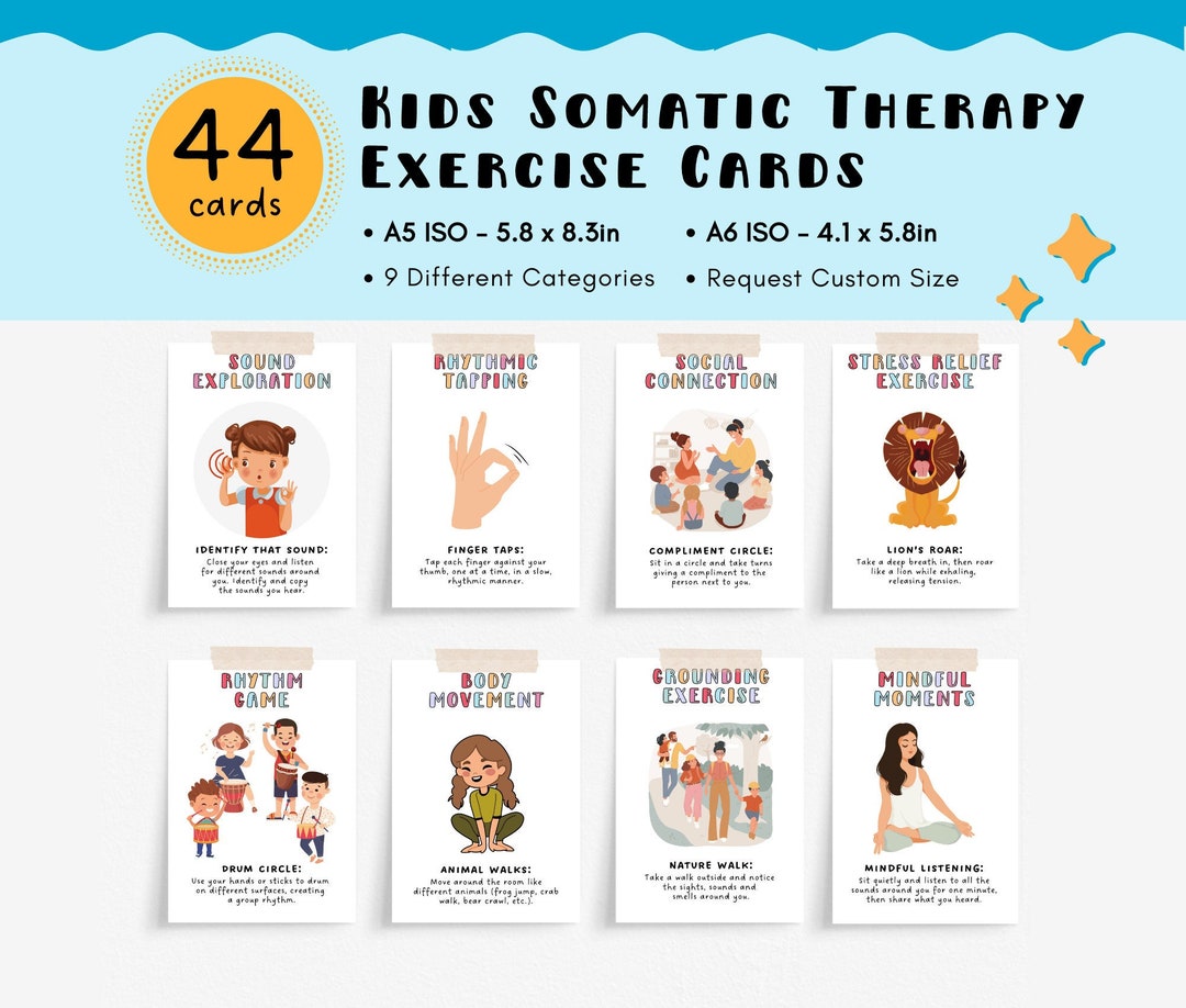 44 Somatic Therapy Coping Skill Cards for Kids, PTSD Therapy Grounding ...
