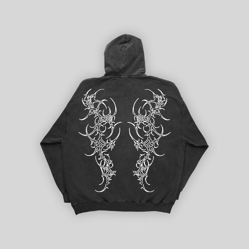 Gothic Dark Hoodie/jumper Emo Style Pattern Cyber Sigilism Hoodie ...