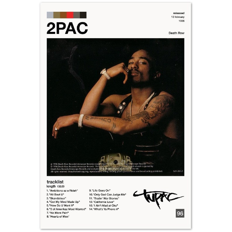 Tupac 2pac Tracklist Poster All Eyez On Me Minimal Album Cover Poster Tupac Art Poster