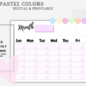 PASTEL 2023 Monthly Planner Printable 2023 Planner Undated - Etsy