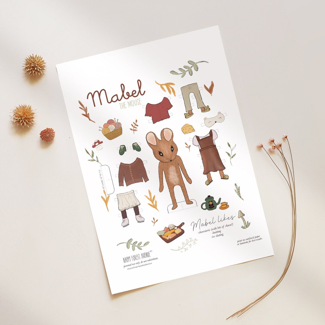 Mabel the Mouse Paper Doll Printable Digital Download Kid Craft - Etsy