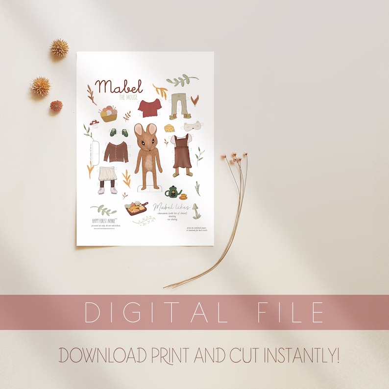 Mabel the Mouse Paper Doll Printable Digital Download Kid Craft - Etsy