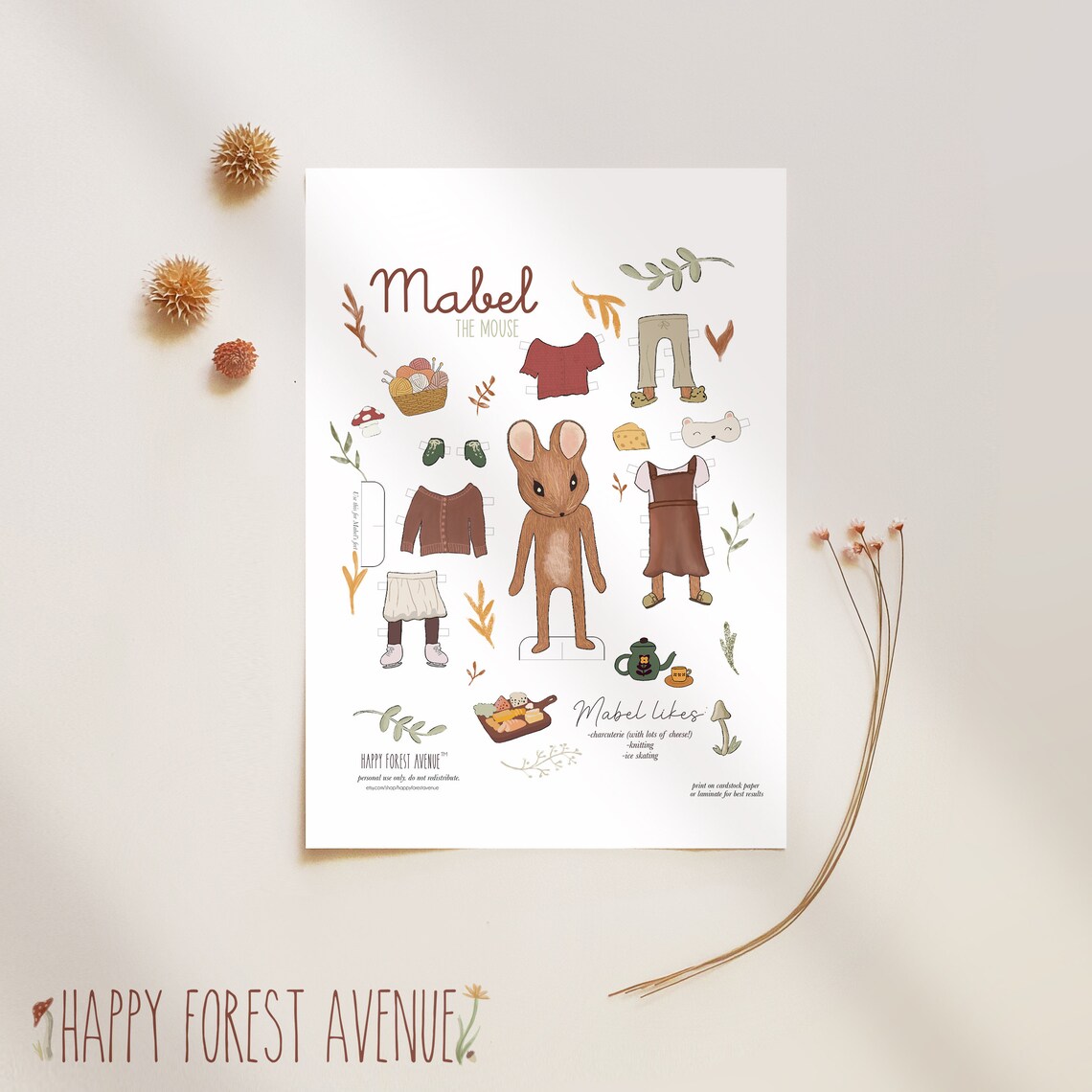 Mabel the Mouse Paper Doll Printable Digital Download Kid - Etsy