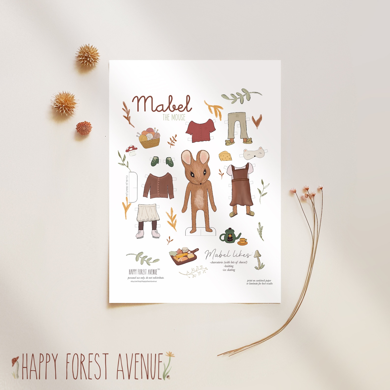 Mabel the Mouse Paper Doll Printable Digital Download Kid Craft - Etsy