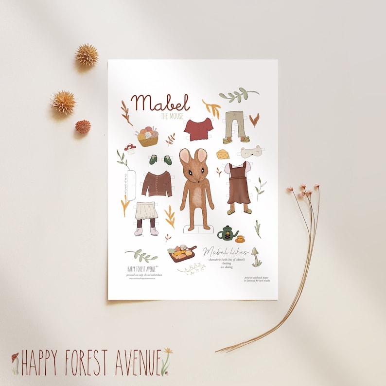 Mabel the Mouse Paper Doll Printable Digital Download Kid Craft - Etsy