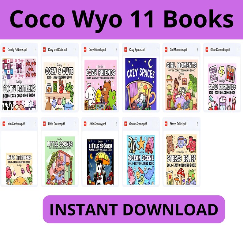 Colorear Coco Wyo (11 libros en PDF) - Libro para colorear acogedor - Etsy México