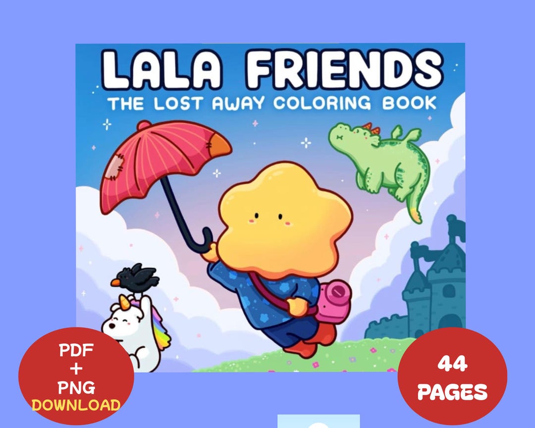 Lala Friends PDF Digital Coloring Book PNG - 44 Bold Easy Kawaii Pages ...