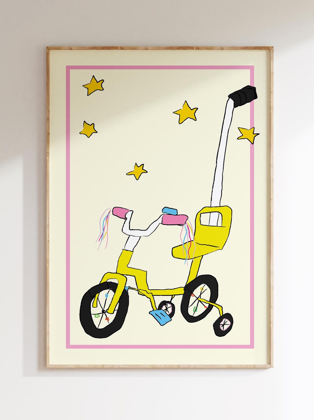 Kids Bike Wall Art Happy Kids Decor Retro Kids Art - Etsy