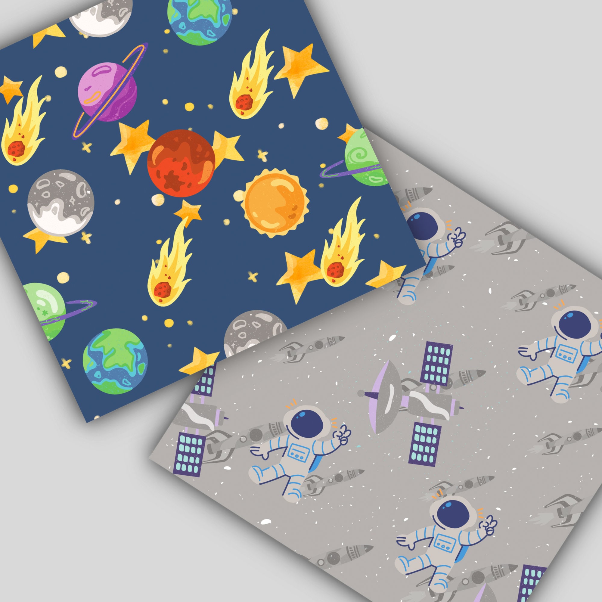 Outer Space Digital Papers, Seamless, Astronaut, Planets - Etsy
