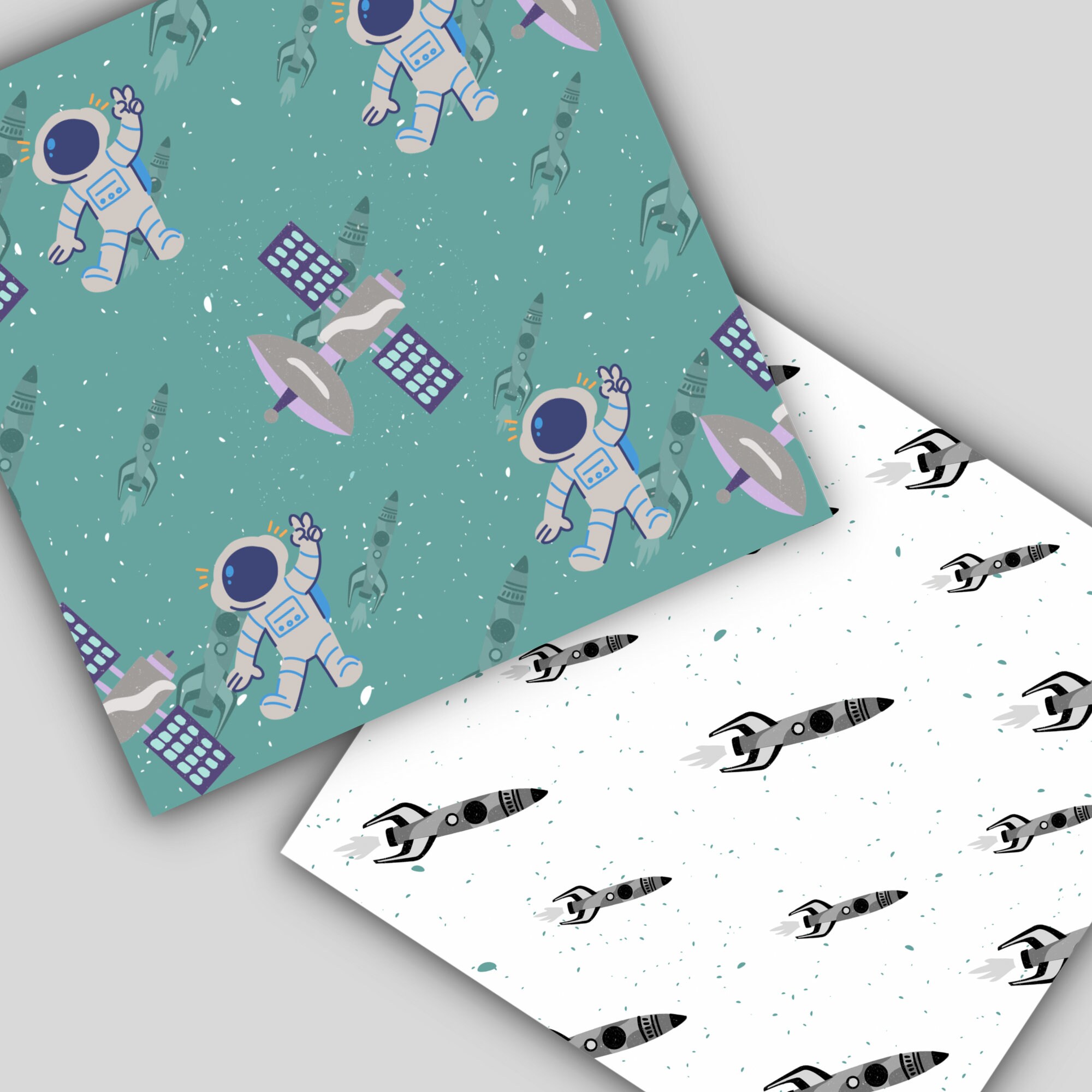 Outer Space Digital Papers, Seamless, Astronaut, Planets - Etsy