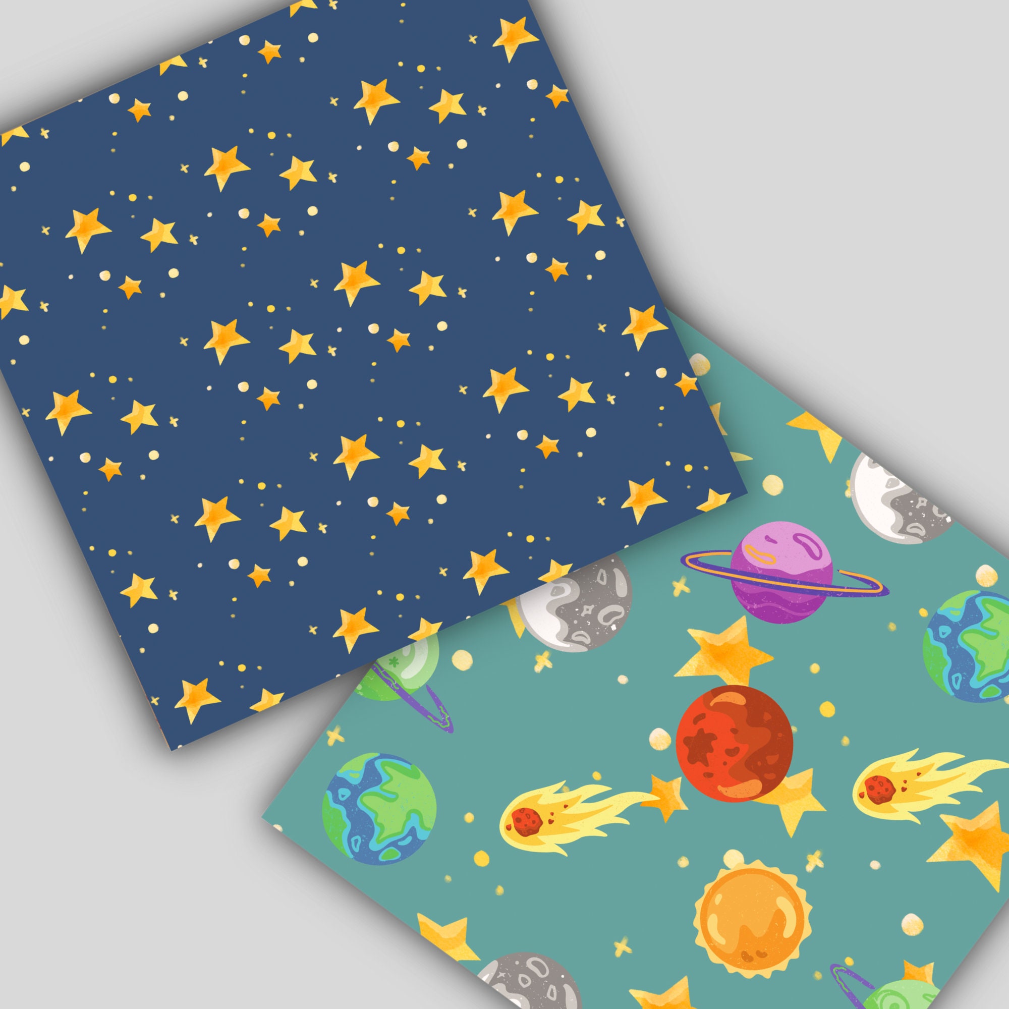 Outer Space Digital Papers, Seamless, Astronaut, Planets - Etsy