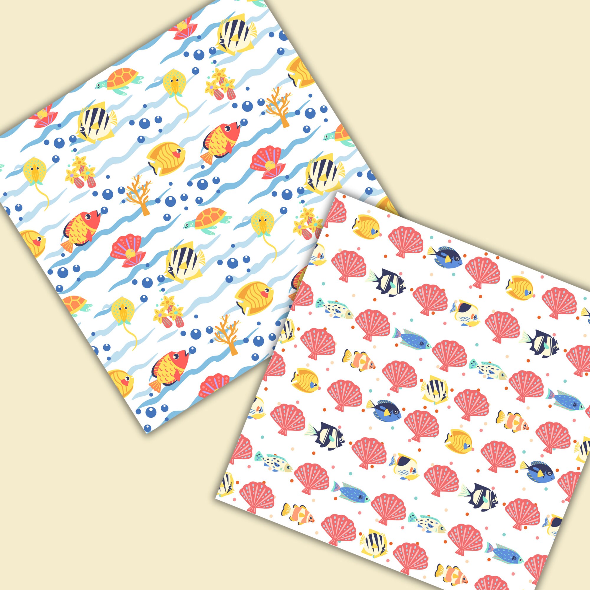 Sea Life Digital Paper, Ocean Life , Under the Sea Digital Papers - Etsy