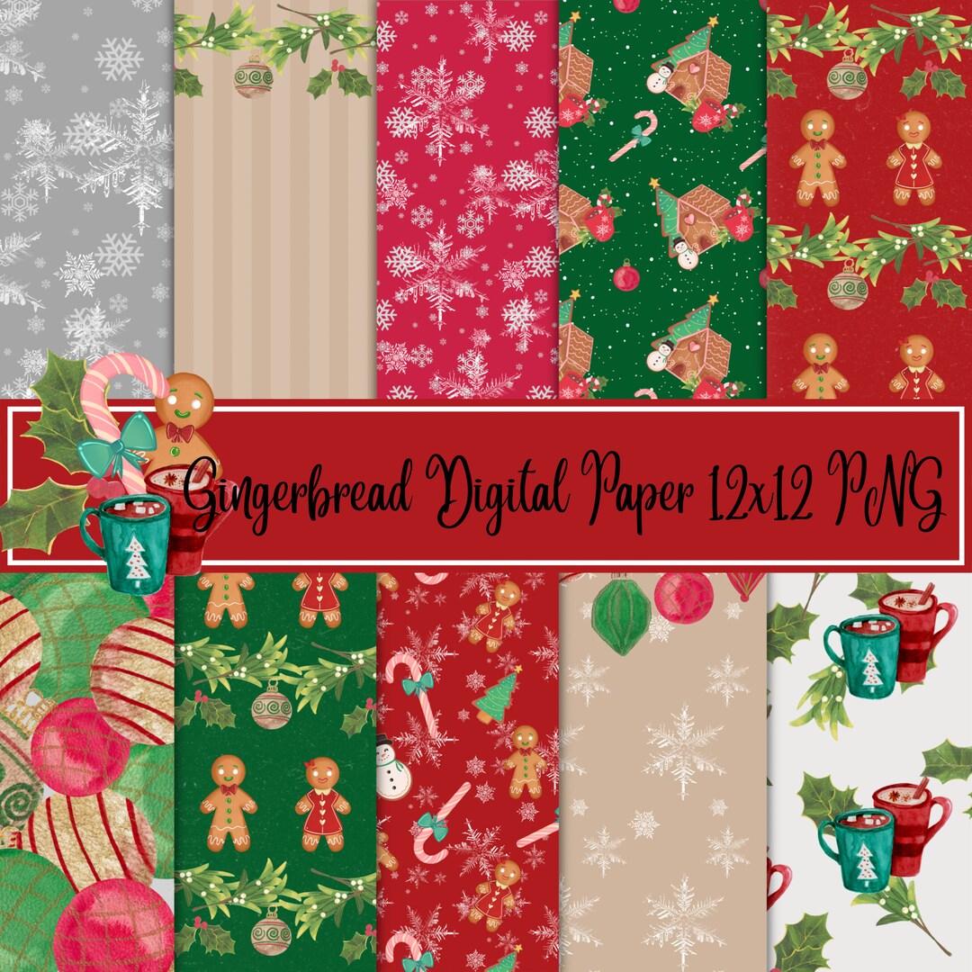 Christmas Gingerbread Digital Paper, Seamless, Arts & Crafts ...