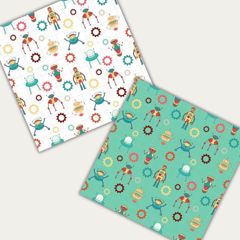 Robot Digital Paper, Seamless, Robot Art and Crafts - Etsy