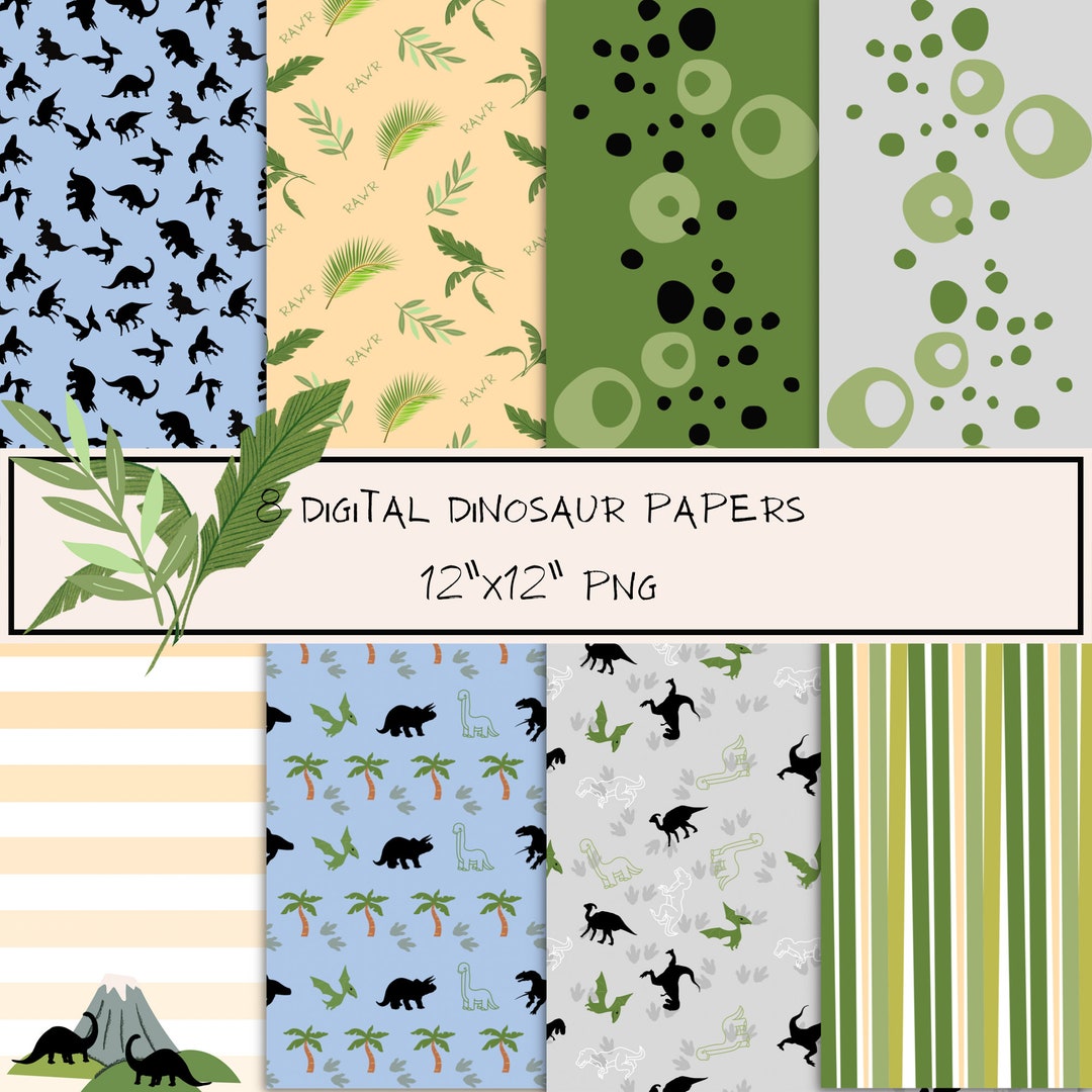 Dinosaur Digital Paper (rawr), Scrapbook, Seamless Paper, Arts & Crafts ...