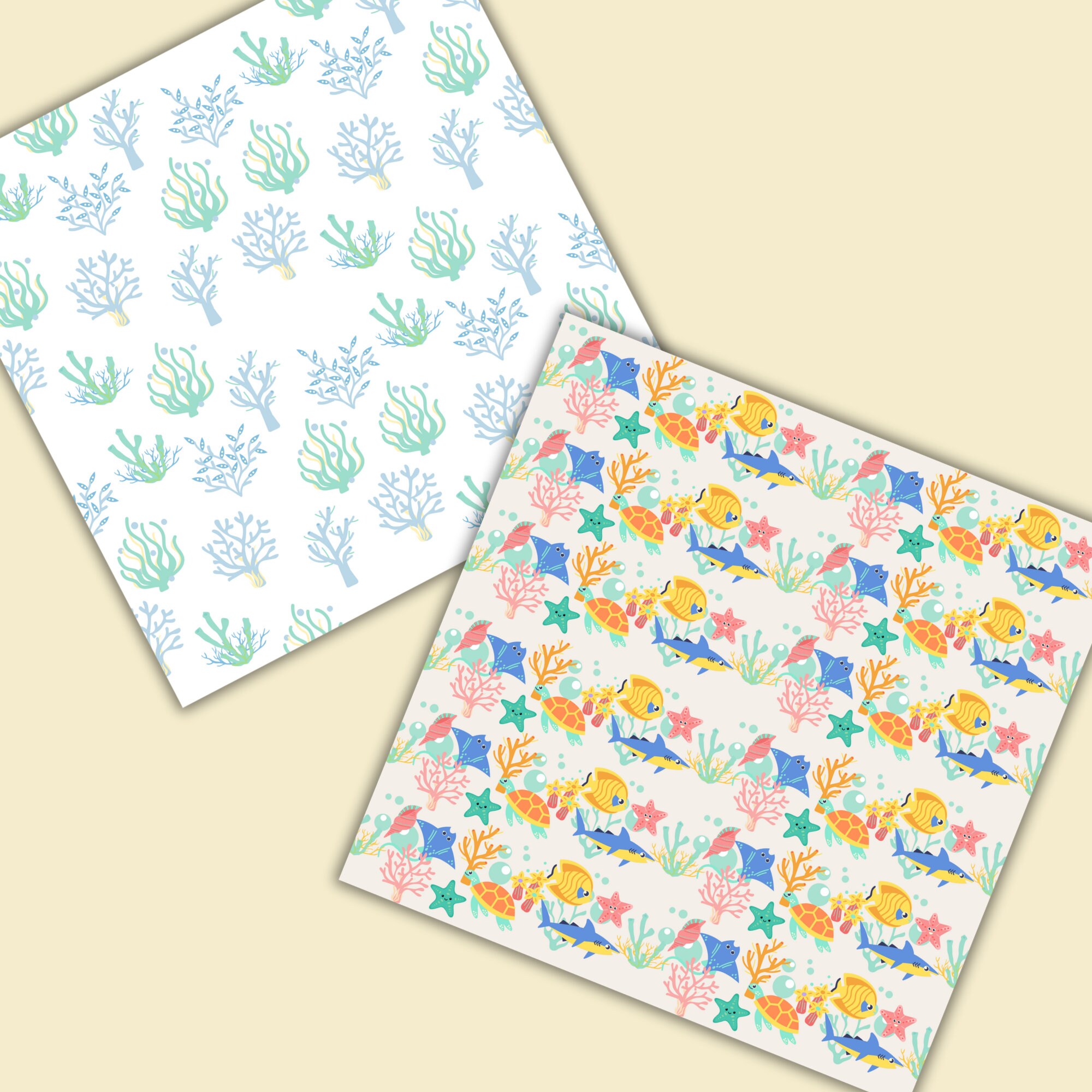 Sea Life Digital Paper, Ocean Life , Under the Sea Digital Papers - Etsy