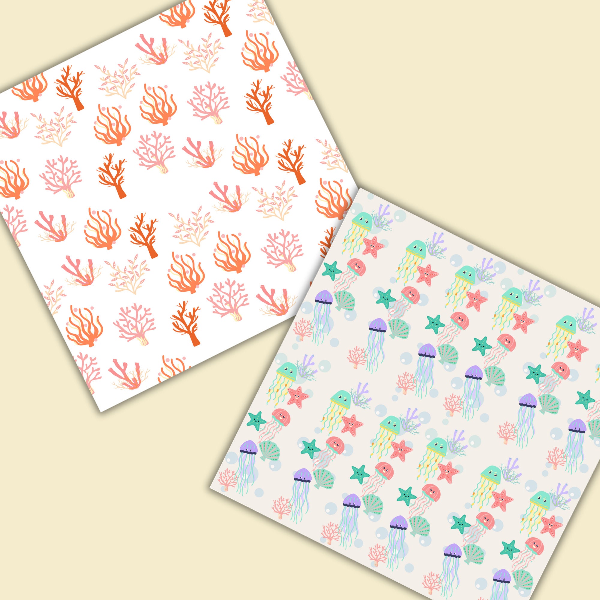 Sea Life Digital Paper, Ocean Life , Under the Sea Digital Papers - Etsy