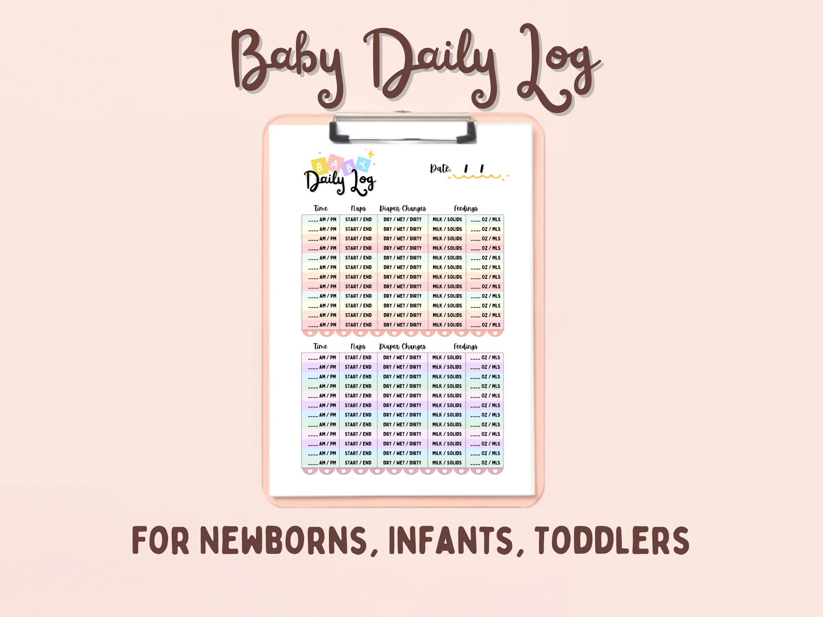 Baby Daily Log Template, Daily Infant Care Sheet, Infant Daily Log ...