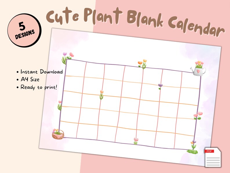 Calender, Cute Plants, Open Cute Printable Calendar, Open Cute ...