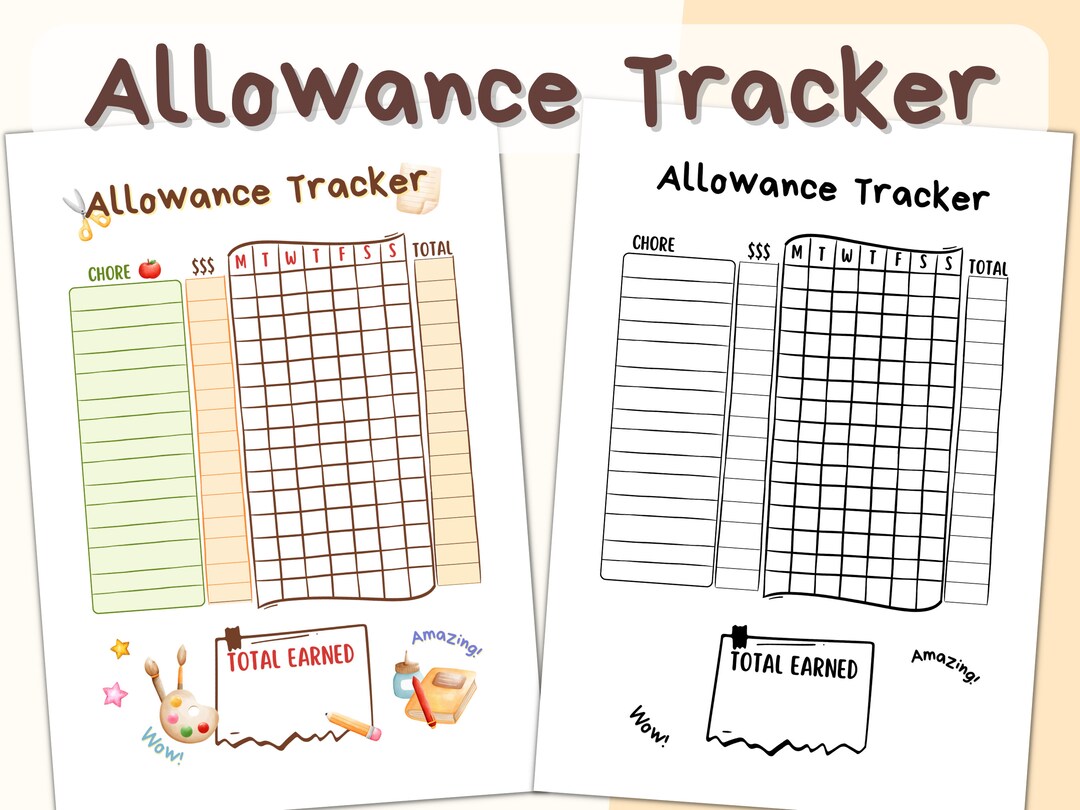 Allowance Tracker for Kids, Allowance Chore Chart, Kids Allowance ...