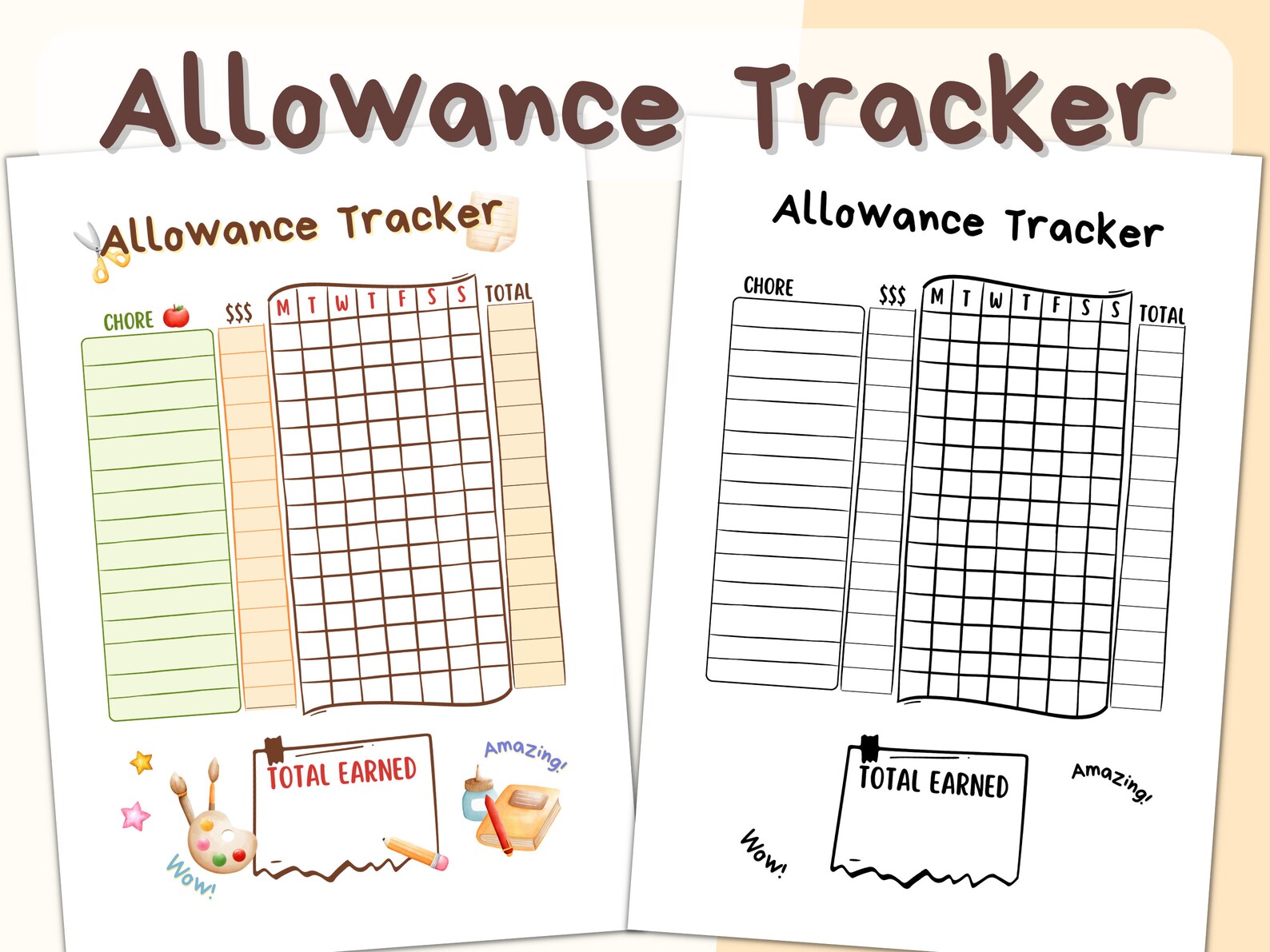 Allowance Tracker for Kids, Allowance Chore Chart, Kids Allowance ...