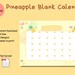 Calender, Pineapple Open Printable Calendar, Open Cute Printable ...