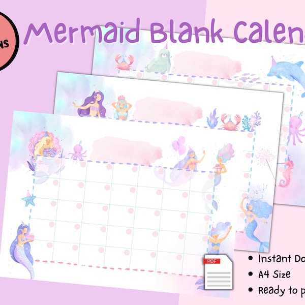 Mermaid Desk Calendar - Etsy