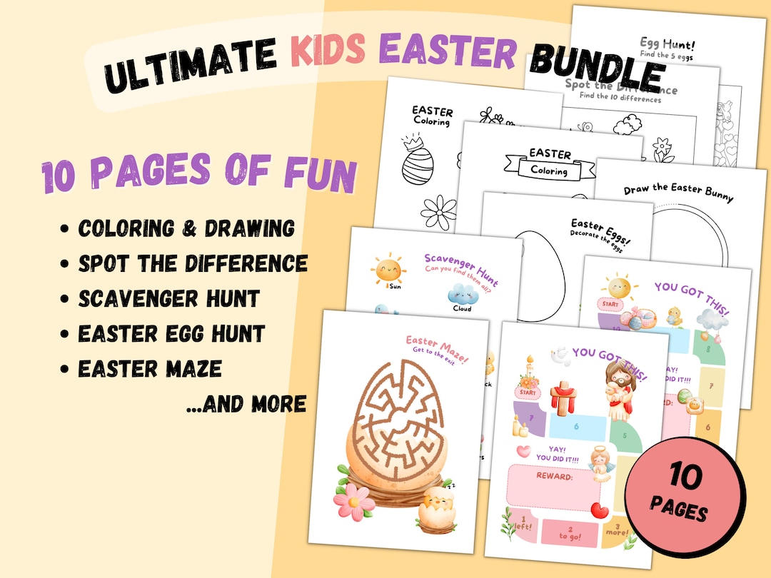 Easter Activity Pack, Printable Easter Kids Activity Bundle, Printable ...