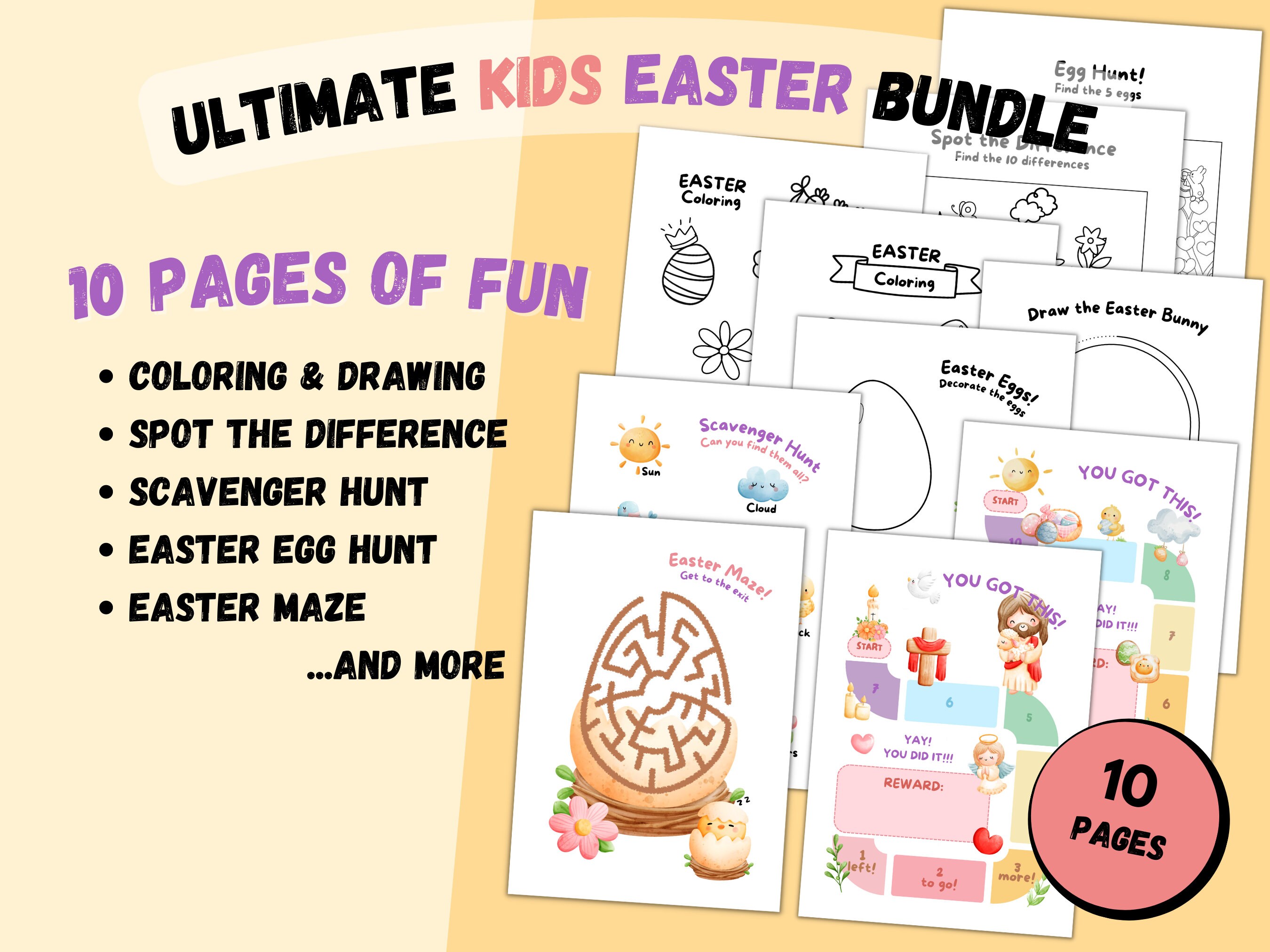 Easter Activity Pack, Printable Easter Kids Activity Bundle, Printable ...