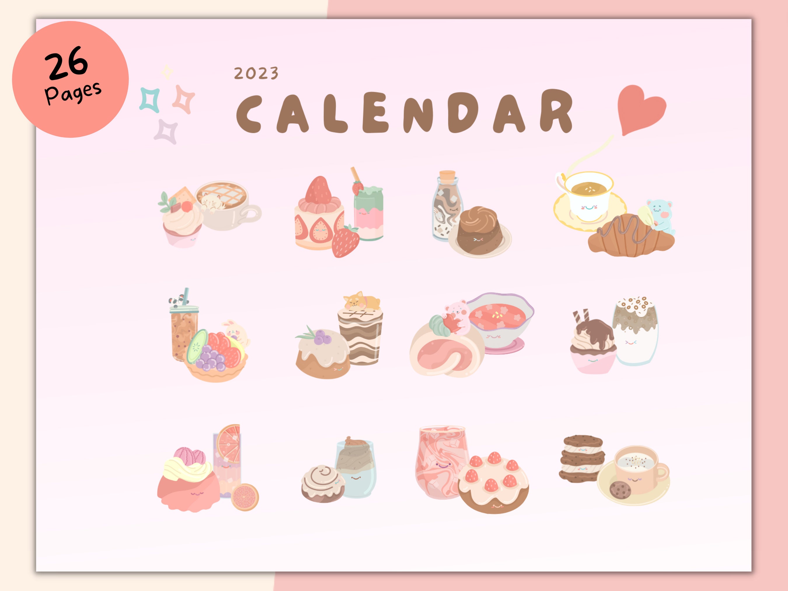 Calender Strawberry Open Printable Calendar Open (Instant Download) - Etsy