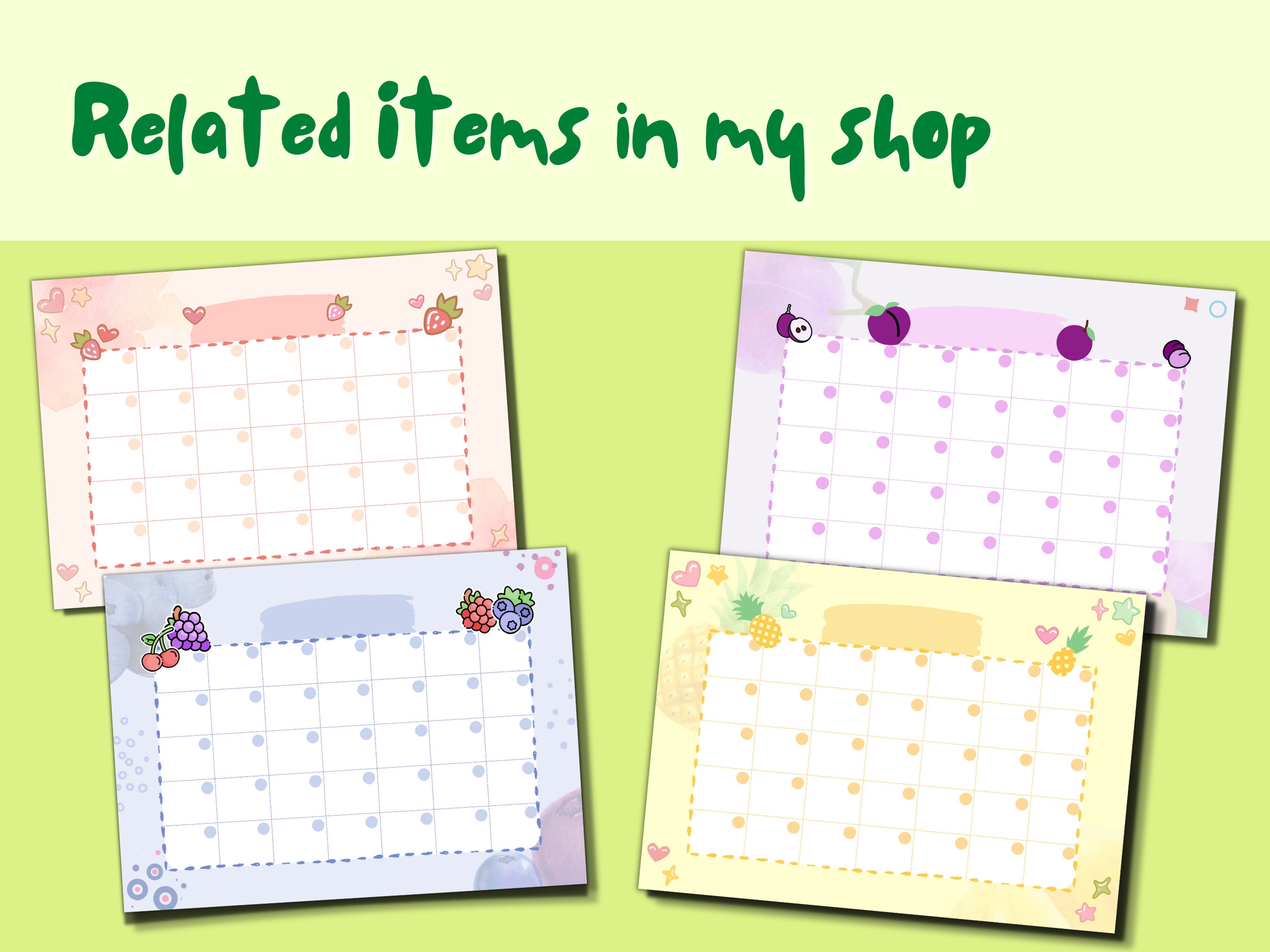 Calender, Cute Fruit Open Printable Calendar, Open Cute Printable ...