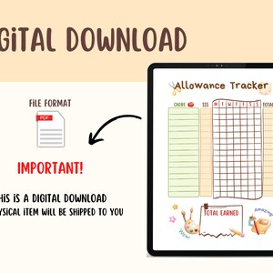 Allowance Tracker for Kids, Allowance Chore Chart, Kids Allowance ...