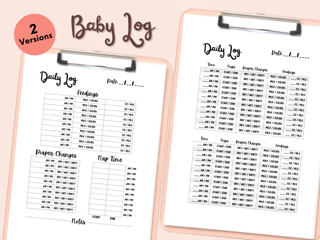 Baby Daily Log Template, Daily Infant Care Sheet, Infant Daily Log ...