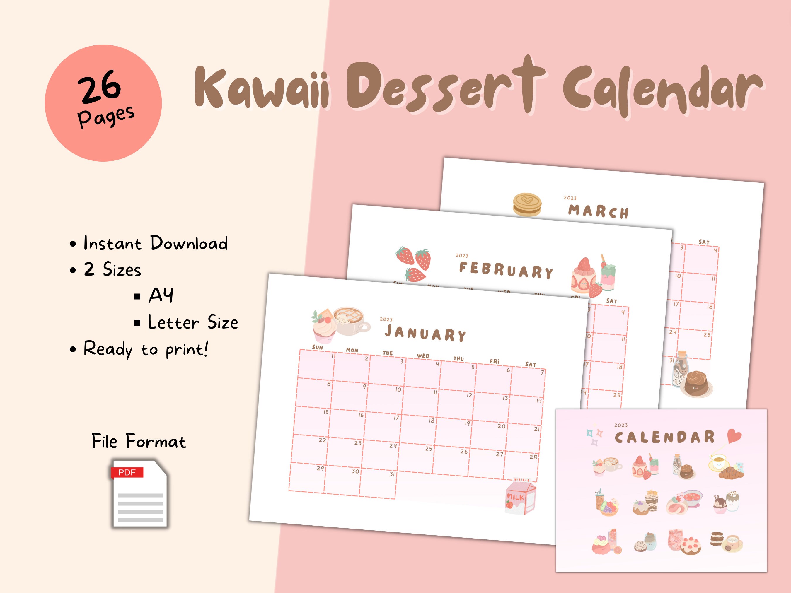 Calender Strawberry Open Printable Calendar Open (Instant Download) - Etsy