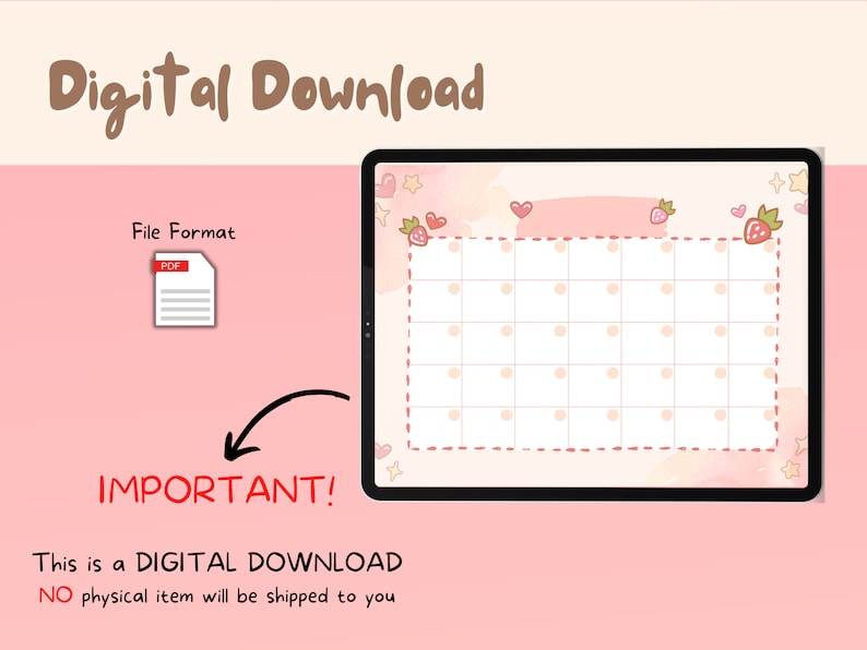 Calender, Strawberry Open Printable Calendar, Open Cute Printable ...