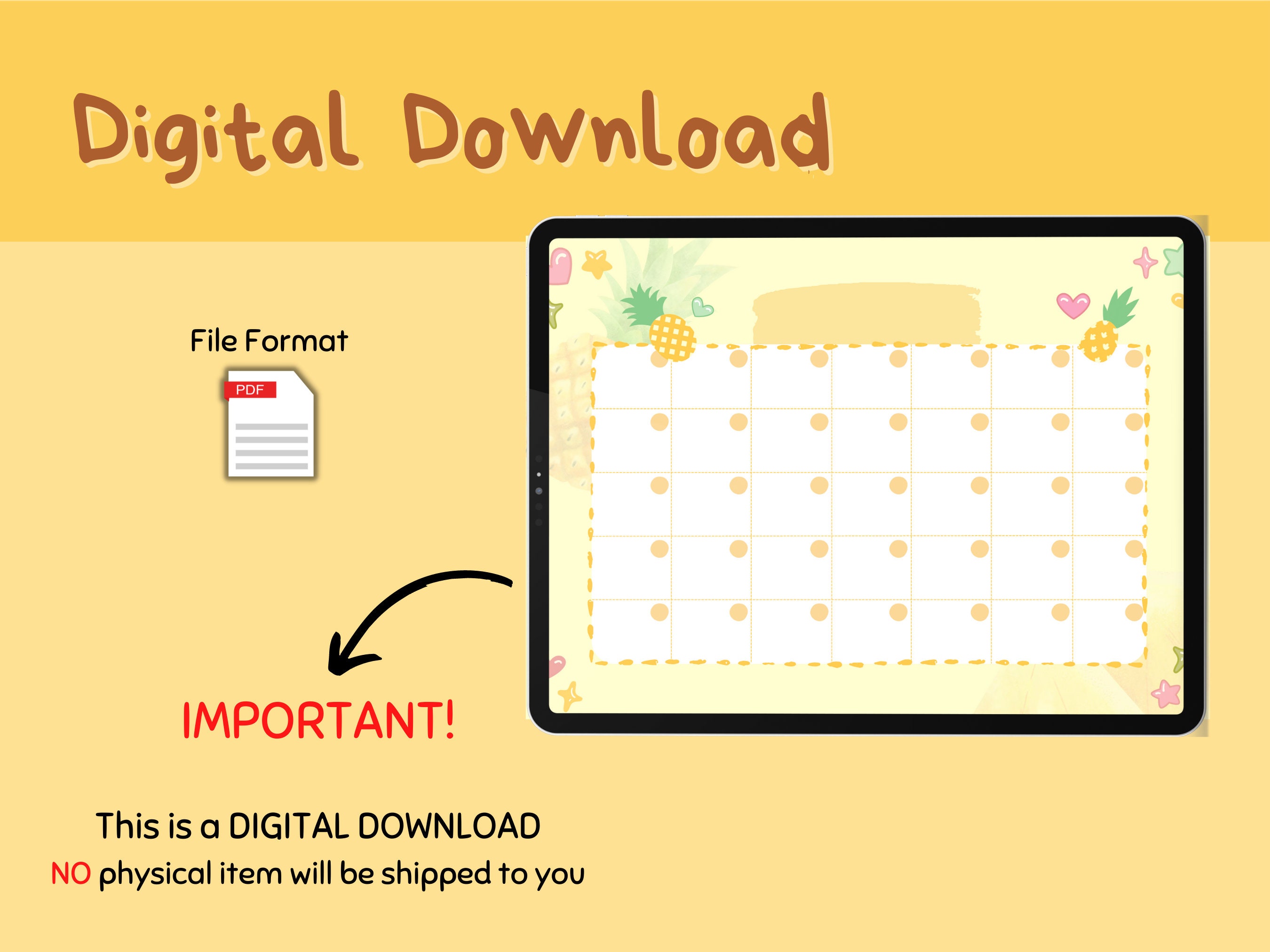 Calender, Pineapple Open Printable Calendar, Open Cute Printable ...