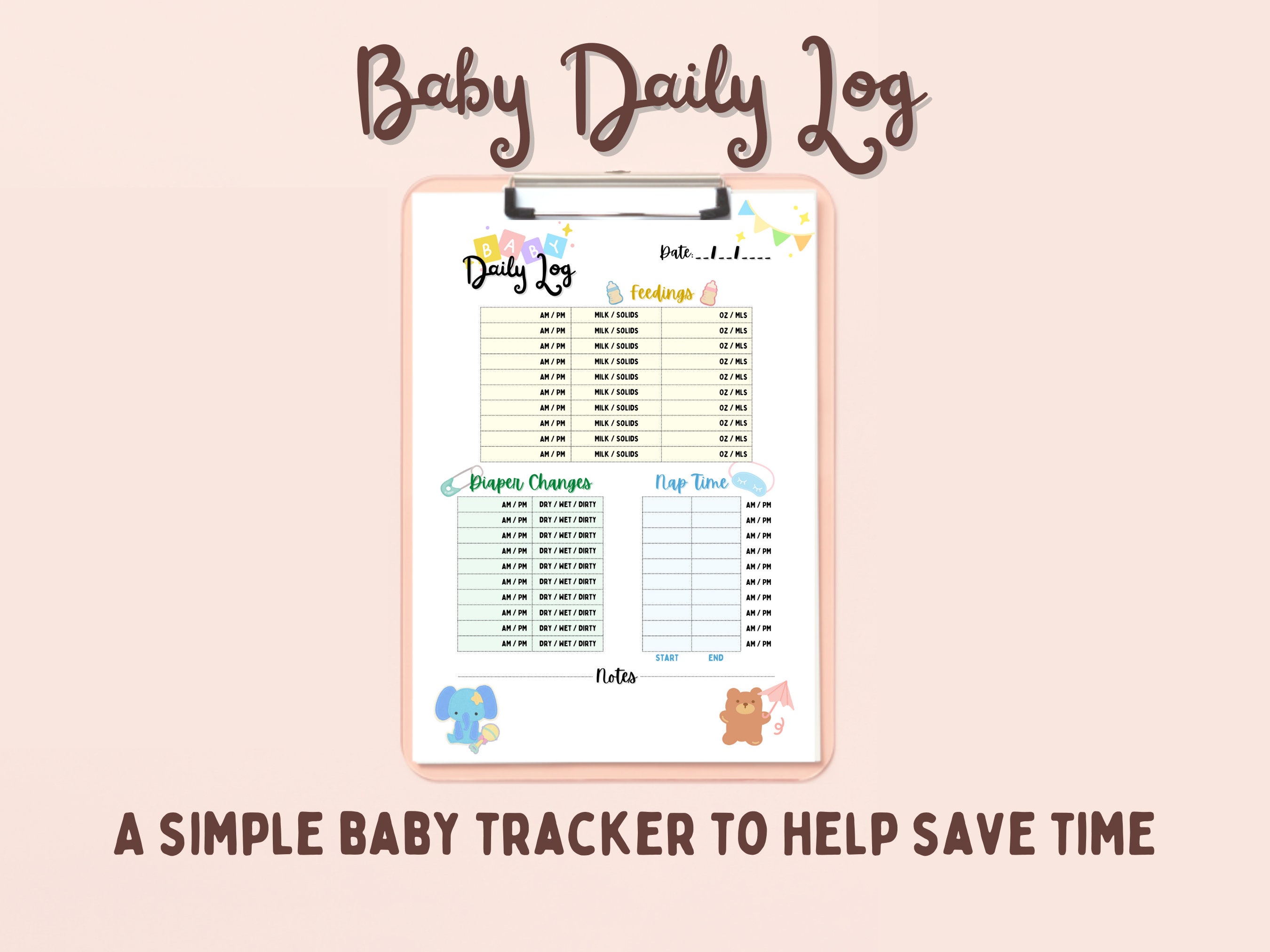 Baby Daily Log Template, Daily Infant Care Sheet, Infant Daily Log ...