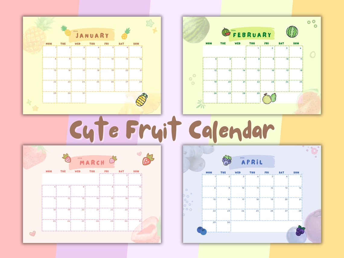 Calender, Strawberry Open Printable Calendar, Open Cute Printable ...