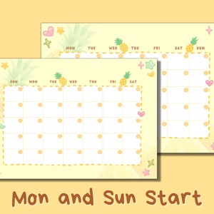 Calender, Pineapple Open Printable Calendar, Open Cute Printable ...