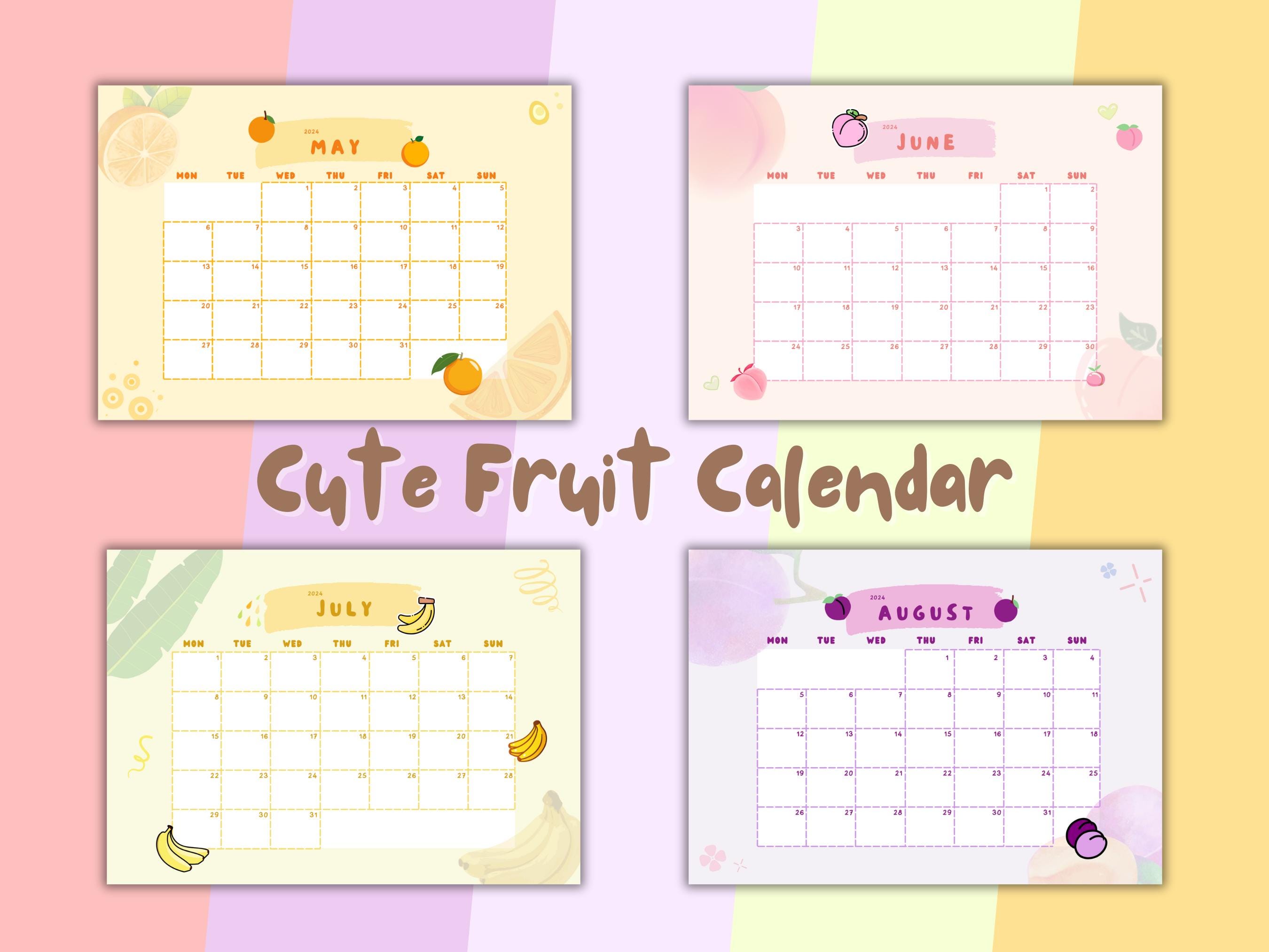 Calender, Strawberry Open Printable Calendar, Open Cute Printable ...