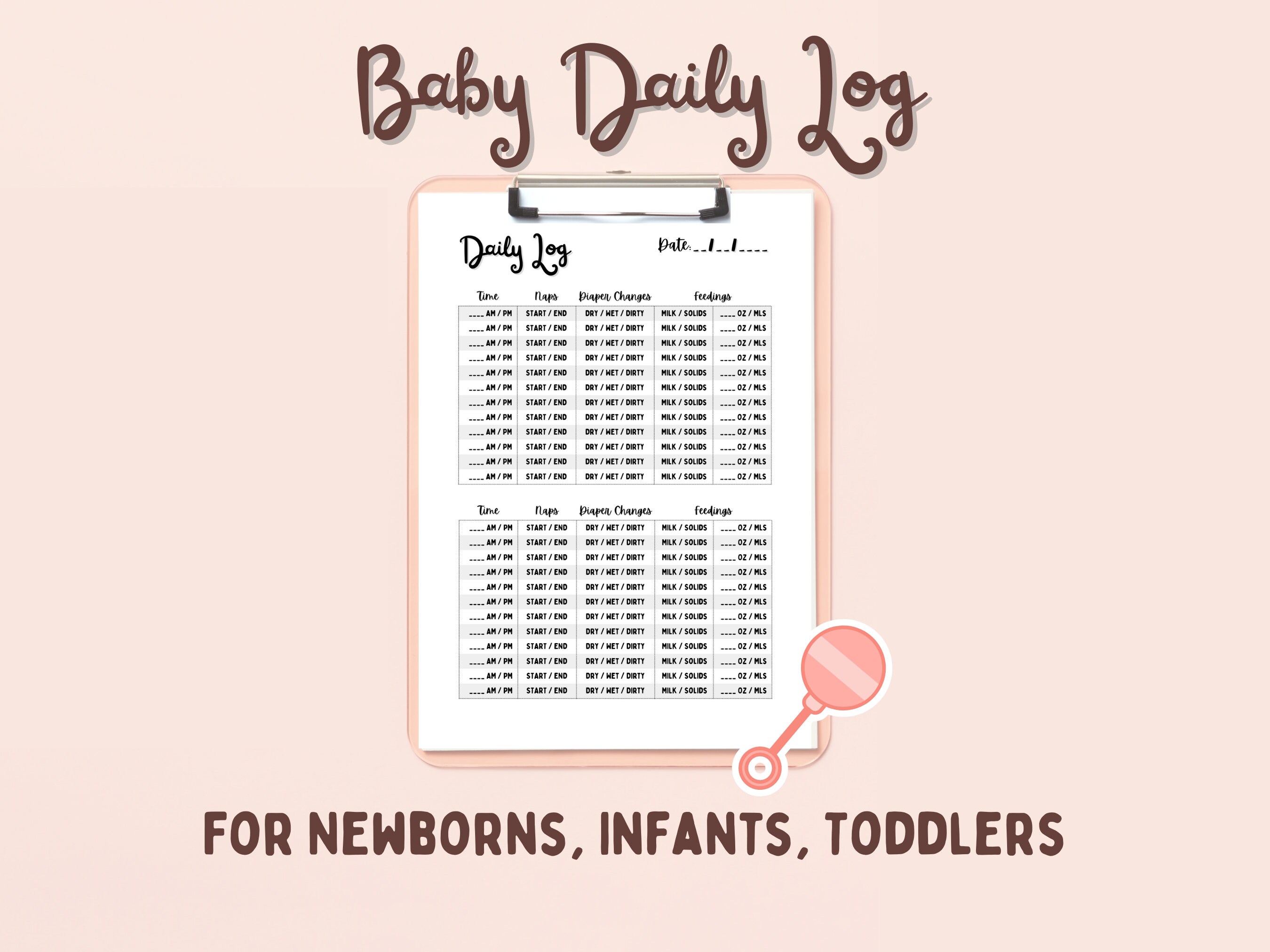 Baby Daily Log Template Daily Infant Care Sheet Infant Daily - Etsy
