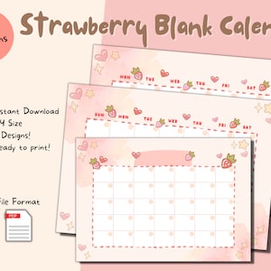 Calender, Strawberry Open Printable Calendar, Open Cute Printable ...